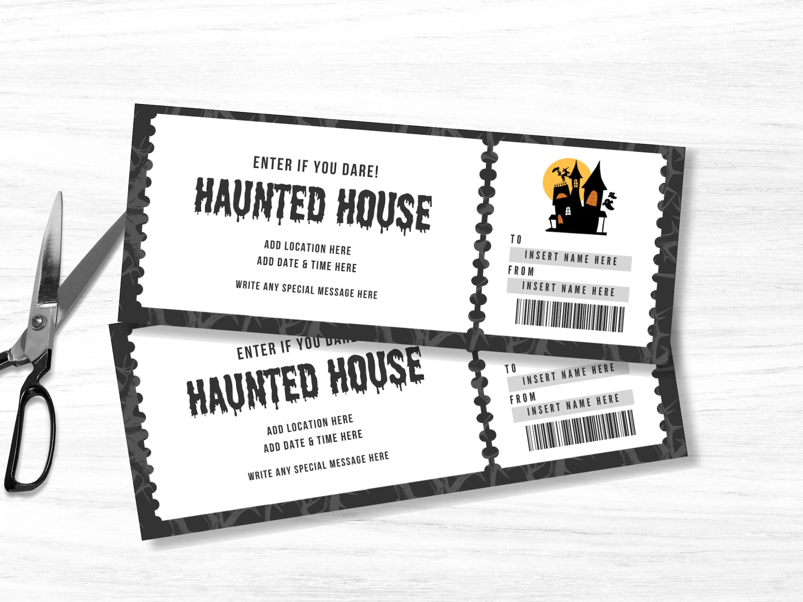 Editable Haunted House Coupon, Custom Haunted House Ticket Template ...