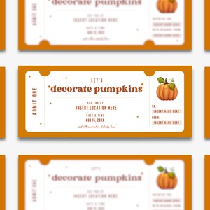 Editable Pumpkin Decorating Coupon, Custom Pumpkin Painting Ticket ...