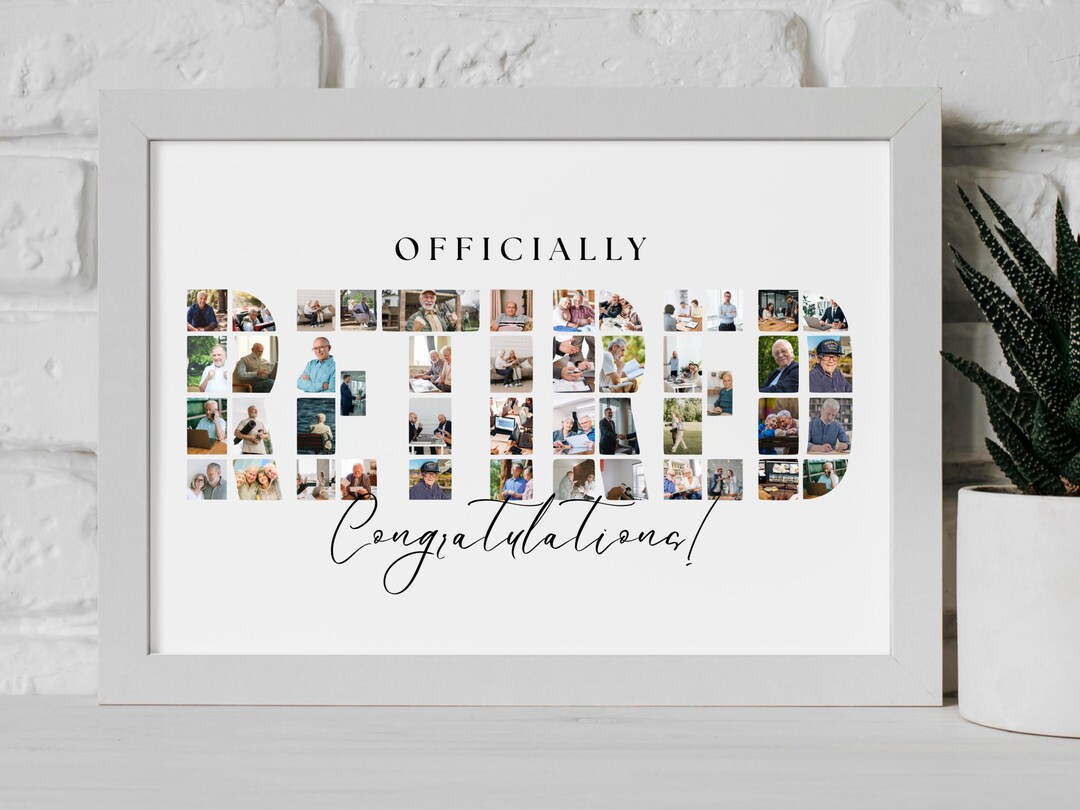 Editable Personalized Retirement Photo Collage Template, Custom ...
