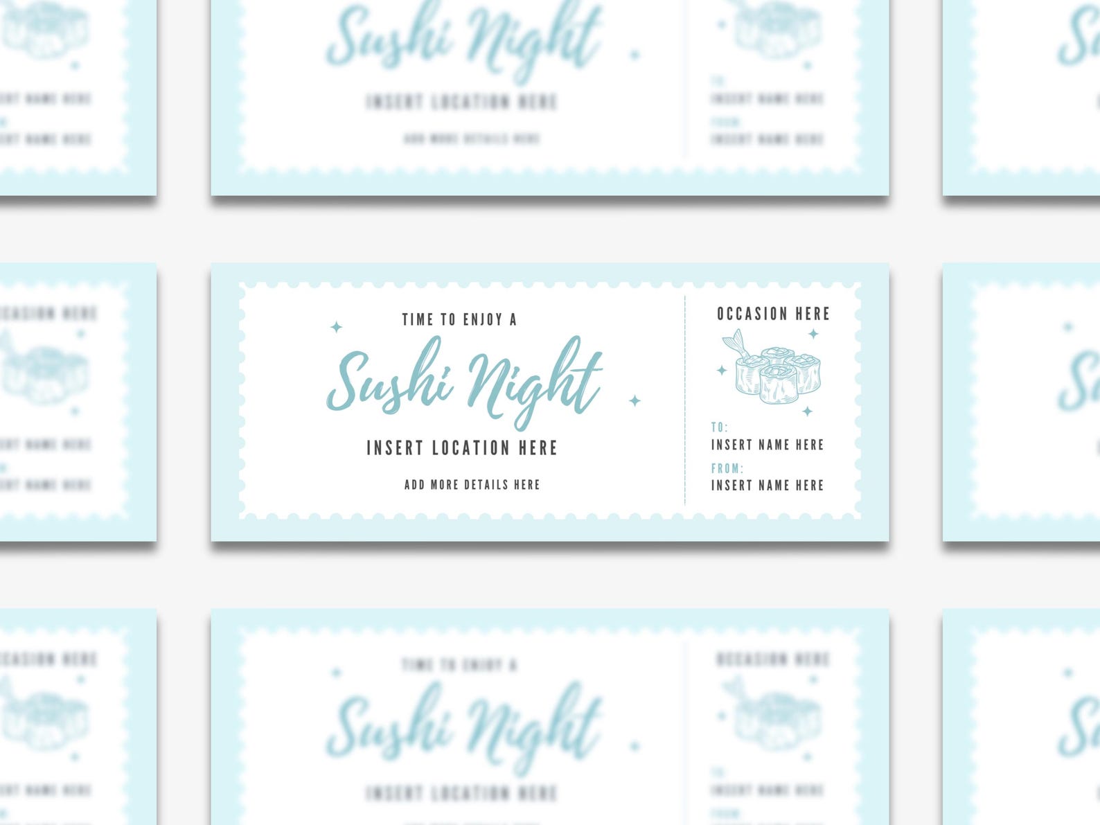 Editable Sushi Dinner Coupon Template, Custom Sushi Date Ticket ...