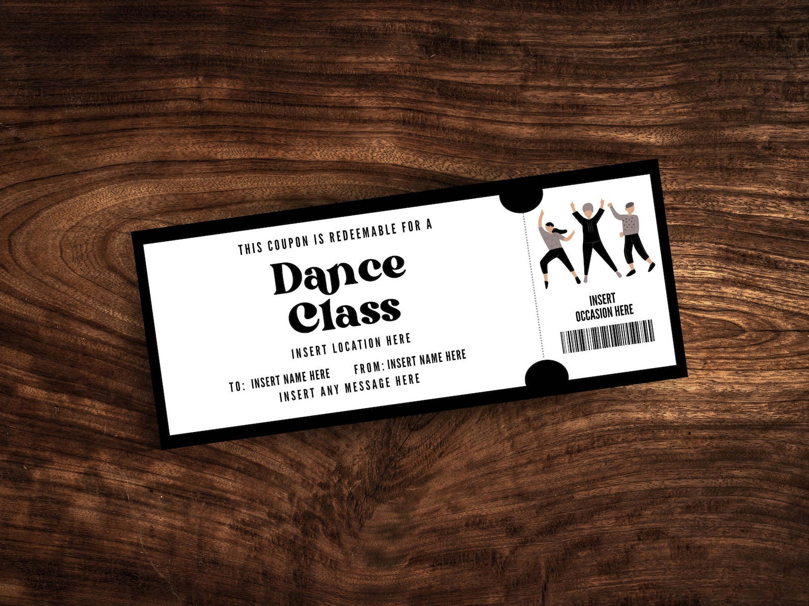 Editable Dance Class Coupon, Custom Dance Lesson Ticket Template ...
