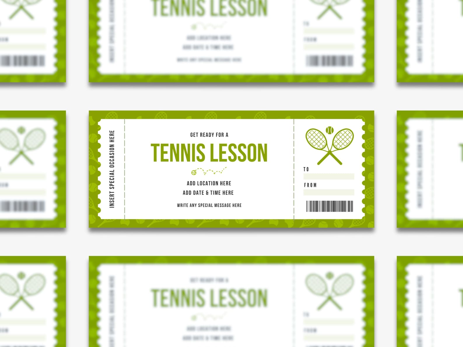 Editable Tennis Lesson Coupon, Custom Tennis Lessons Ticket Template ...