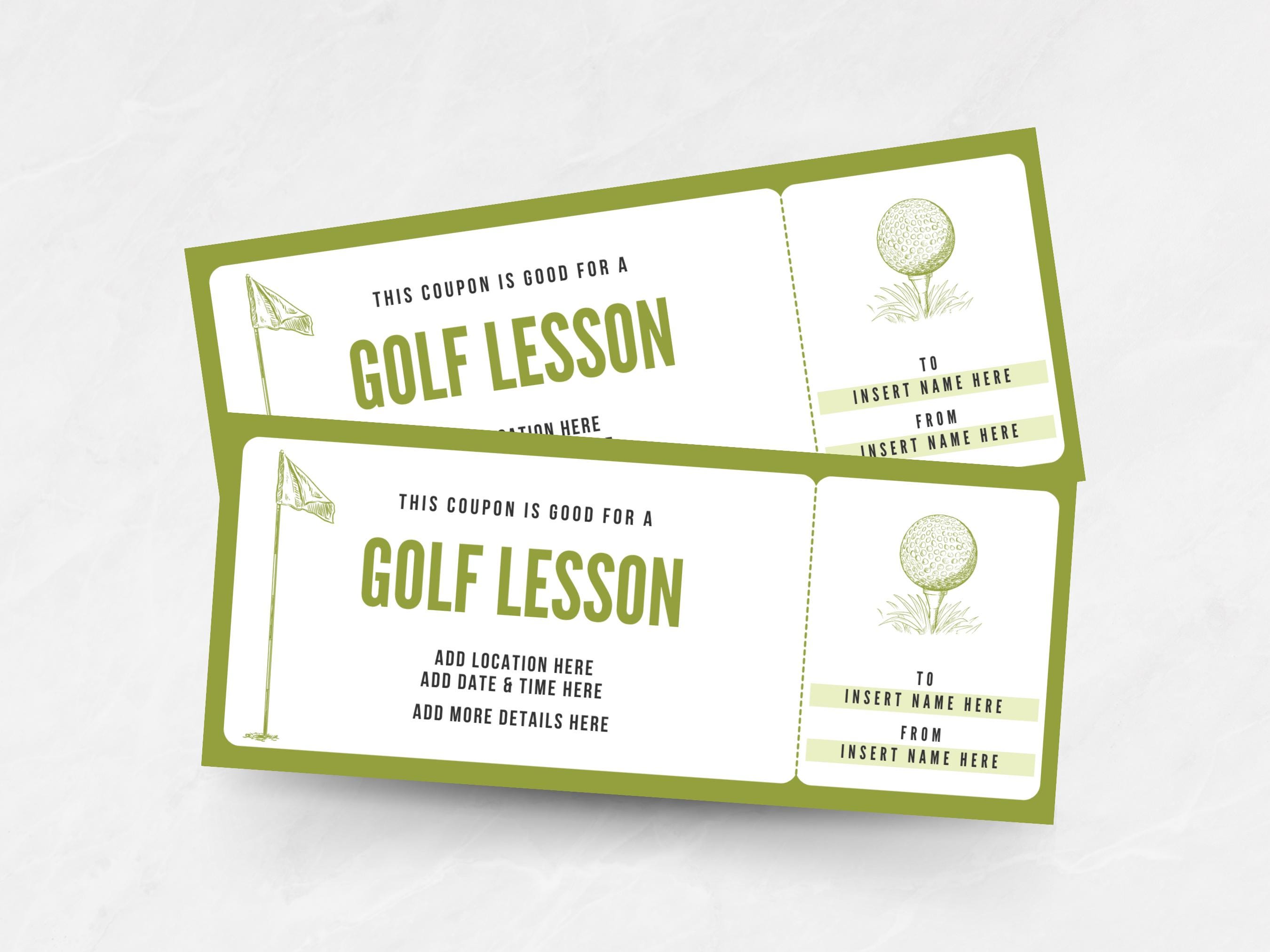 Editable Golf Lesson Gift Certificate, Custom Golf Class Coupon ...