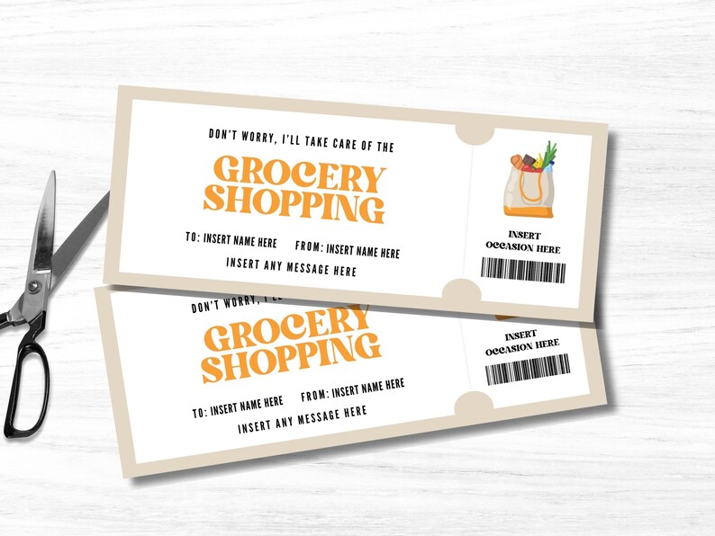 Editable Grocery Shopping Coupon, Custom Grocery Service Gift ...