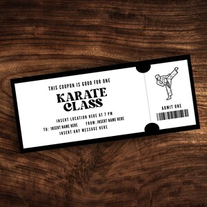 Editable Karate Class Coupon, Custom Karate Lesson Ticket Template ...