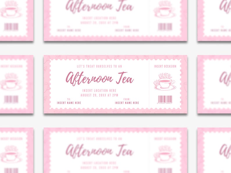 Editable Afternoon Tea Ticket Template, Custom Afternoon Tea Party ...