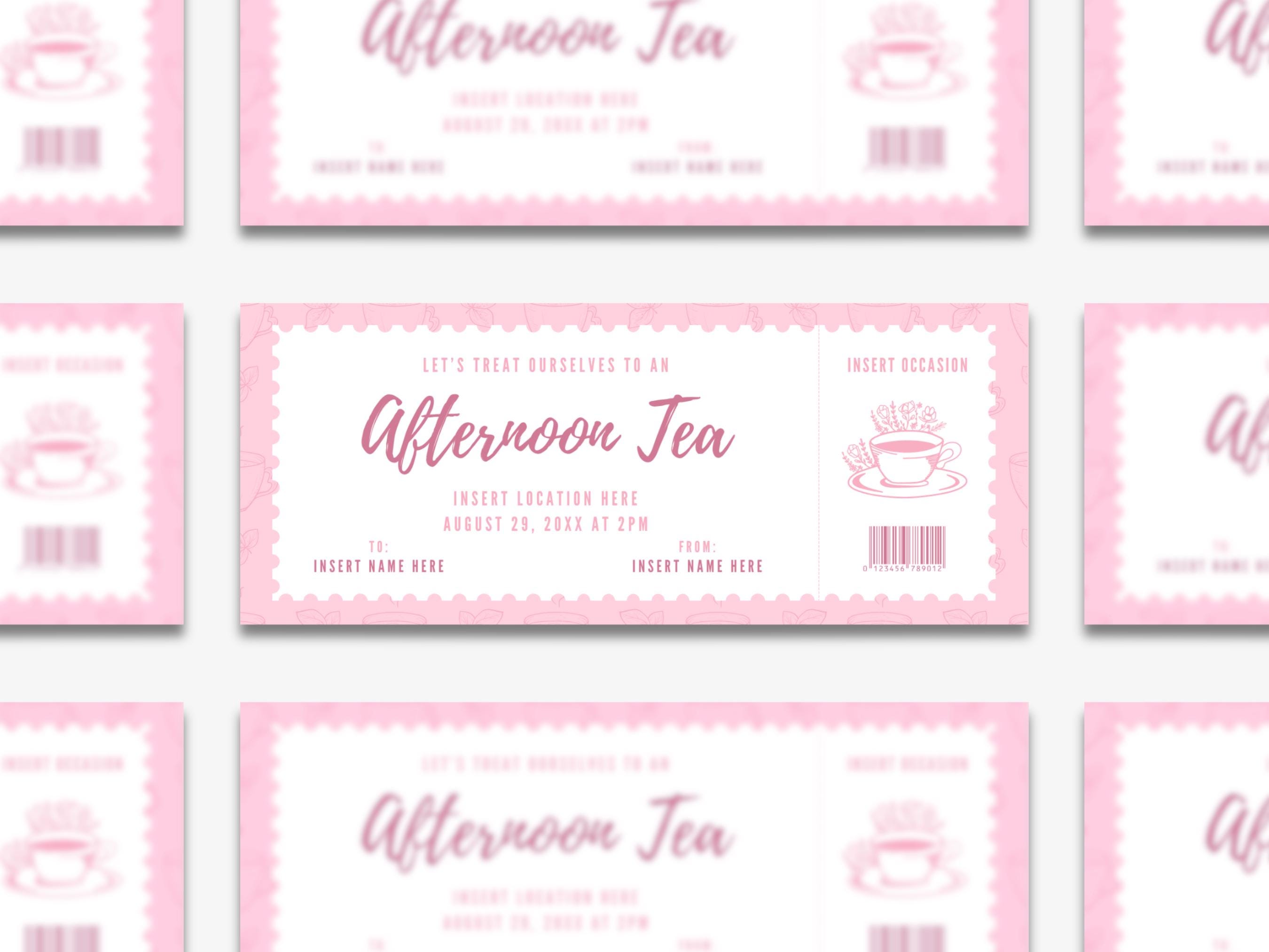 Editable Afternoon Tea Ticket Template, Custom Afternoon Tea Party ...