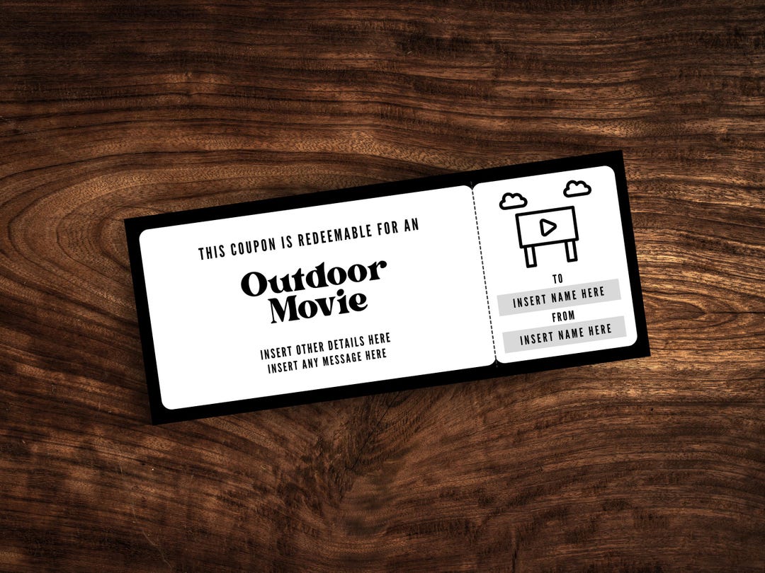 Editable Outdoor Movie Theater Ticket Template, Custom Outdoor Movie ...