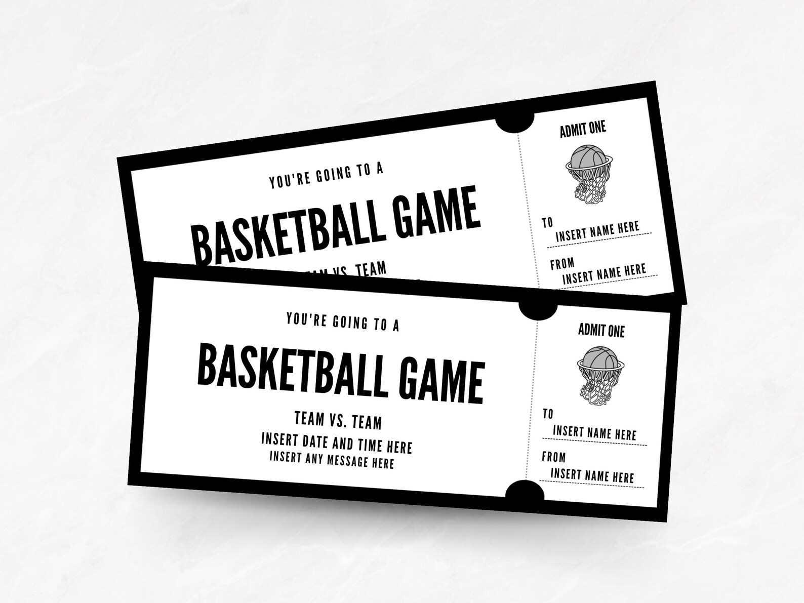 Editable Basketball Game Ticket Template, Printable Basketball Ticket ...