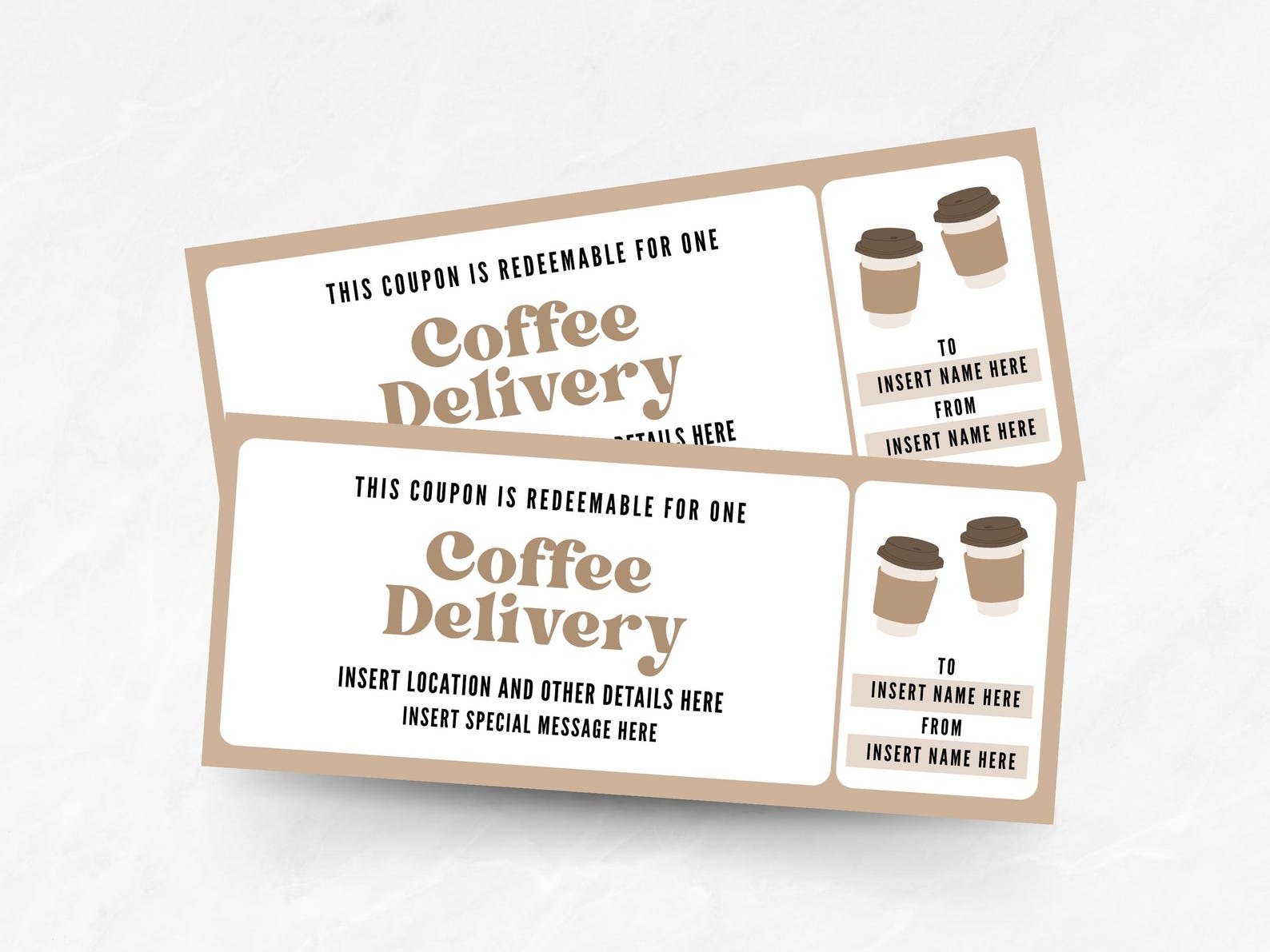 Editable Coffee Delivery Coupon, Printable Coffee Takeaway Ticket ...