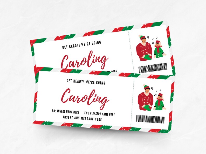 Editable Christmas Caroling Ticket Template, Custom Holiday Carol ...