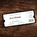 Printable Art Class Coupon, Editable Craft Class Ticket Template ...
