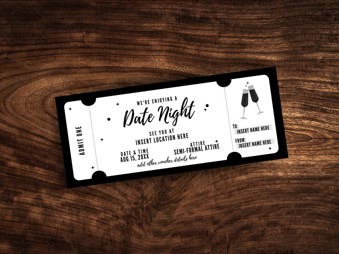 Custom Dinner Date Night Coupon, Printable Surprise Dinner Date Night ...
