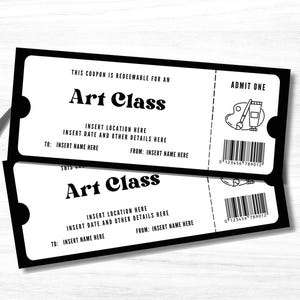 Printable Art Class Coupon, Editable Craft Class Ticket Template ...
