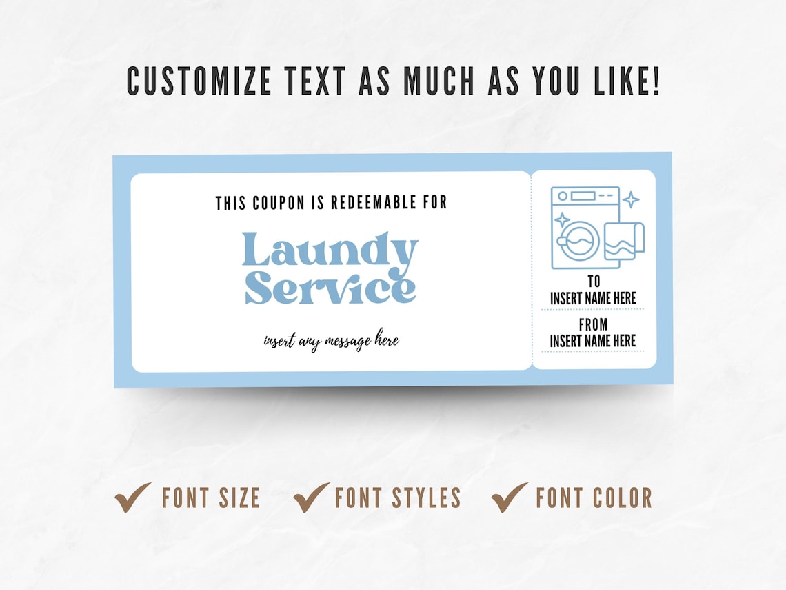Editable Laundry Service Coupon, Custom Laundry Cleaning Service Gift ...