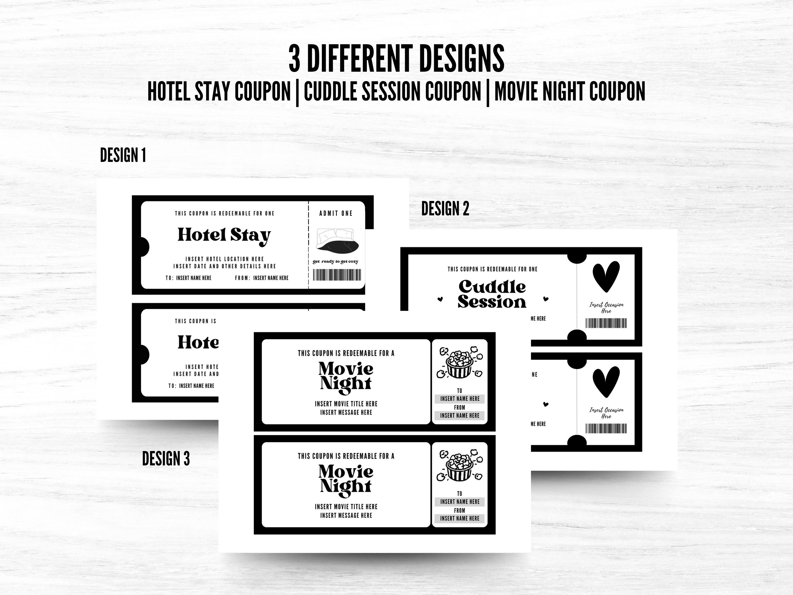 Editable Staycation Coupon Bundle, Printable Hotel Stay Coupon ...