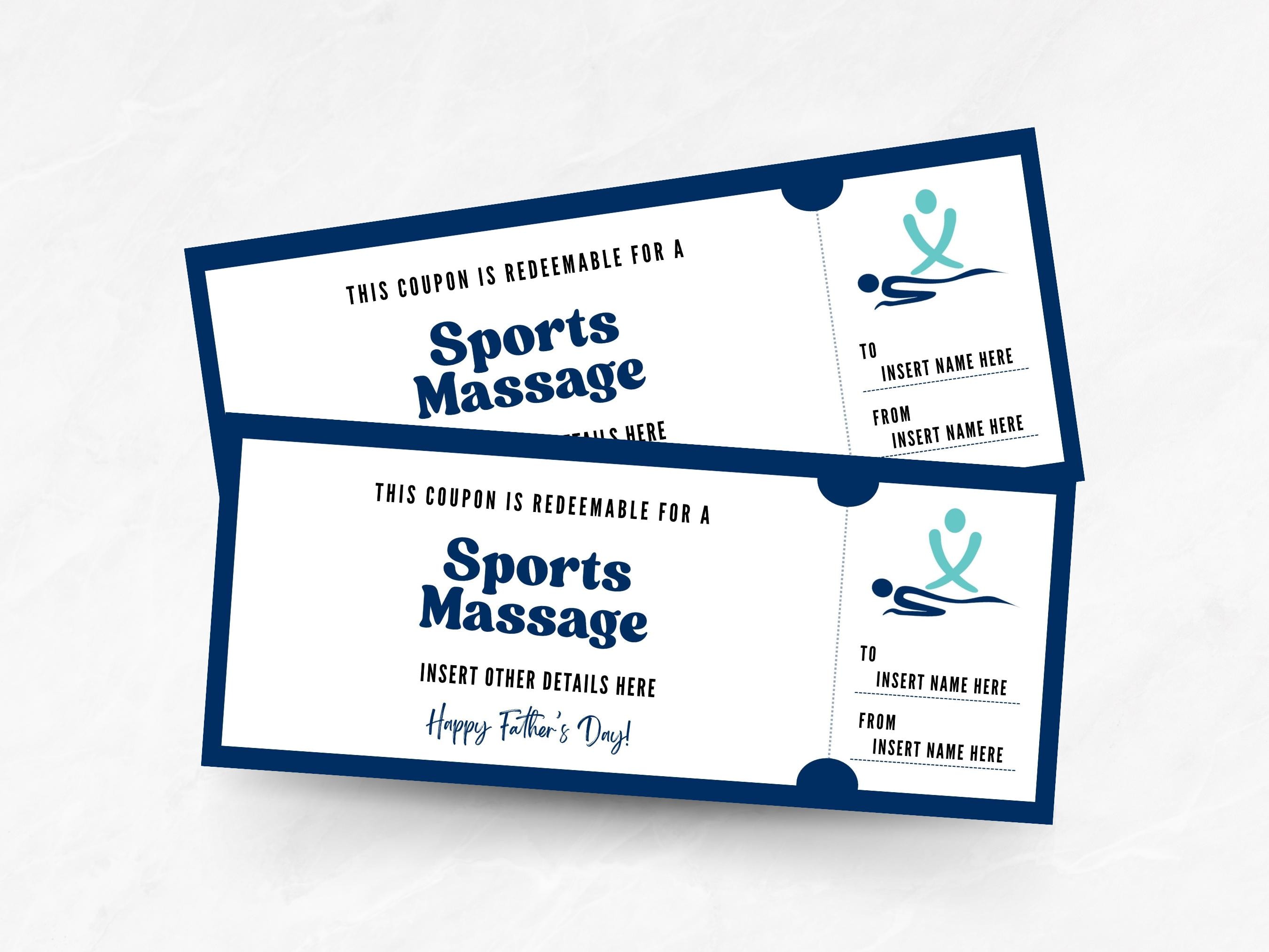 Editable Sports Massage Gift Certificate, Custom Sports Massage Father ...