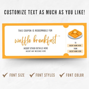 Editable Pancake Making Coupon, Printable Breakfast Date Ticket ...