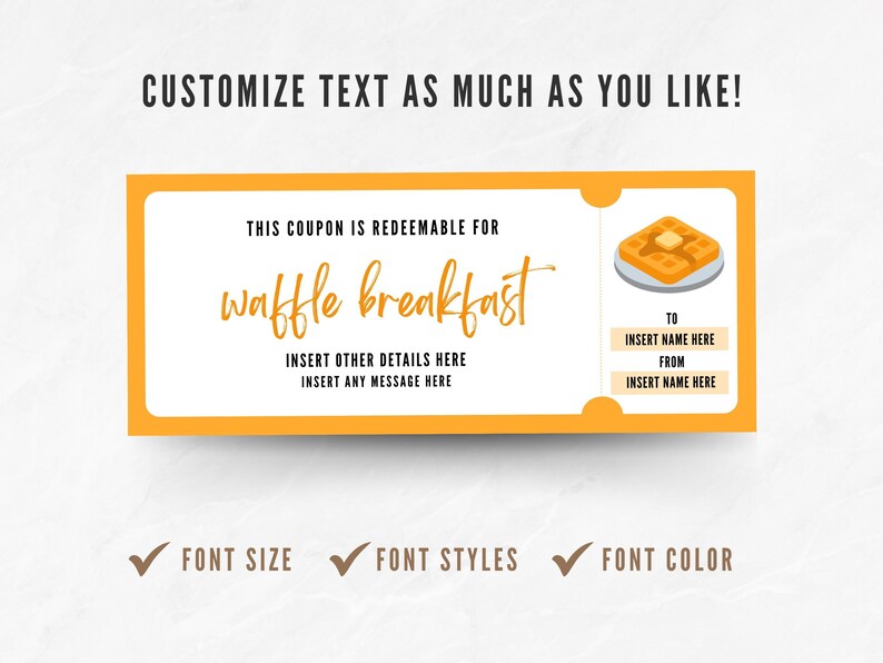 Editable Pancake Making Coupon, Printable Breakfast Date Ticket ...