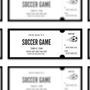 Editable Soccer Game Ticket Template, Printable Football Ticket ...