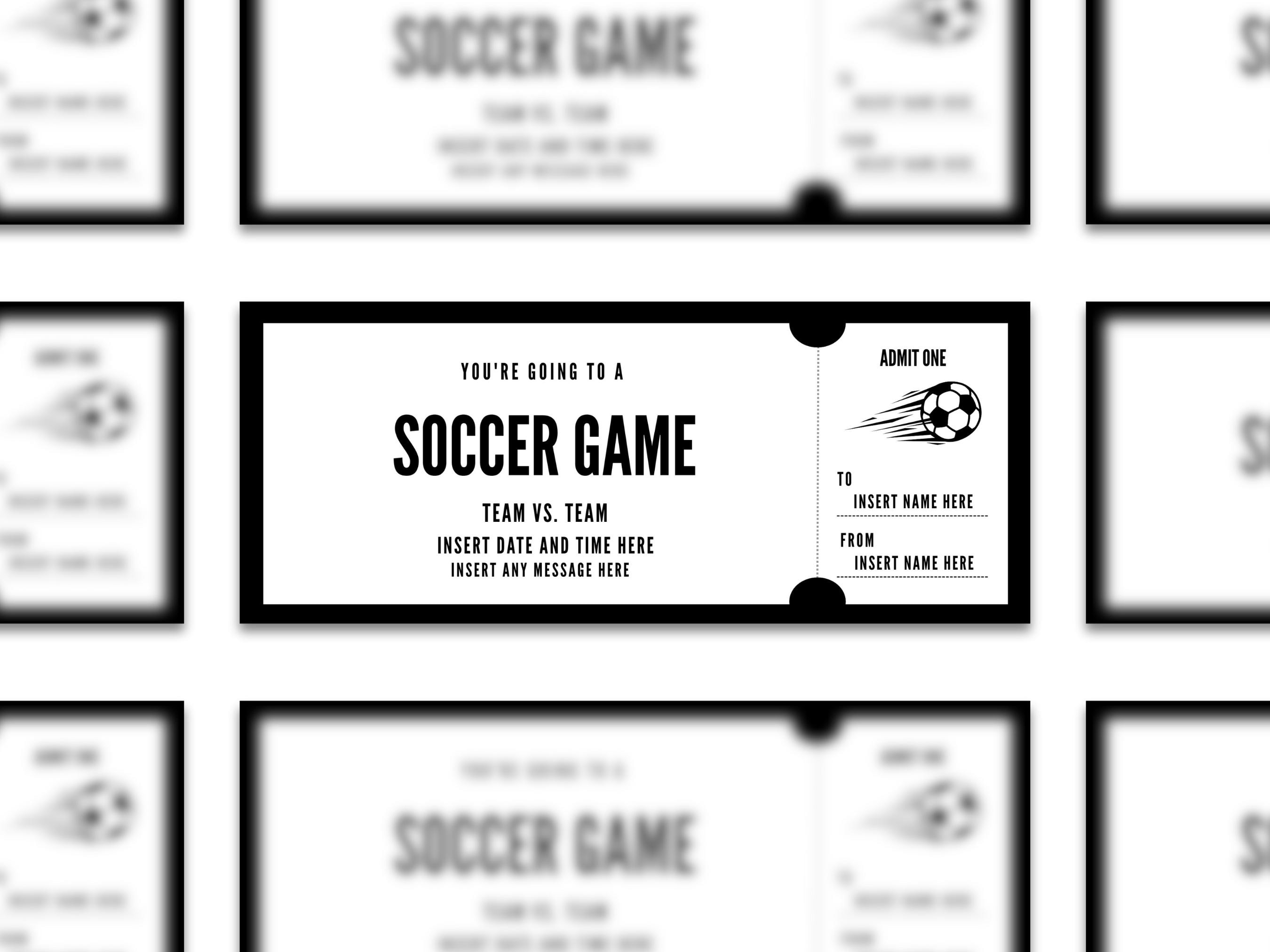 Editable Soccer Game Ticket Template, Printable Football Ticket ...