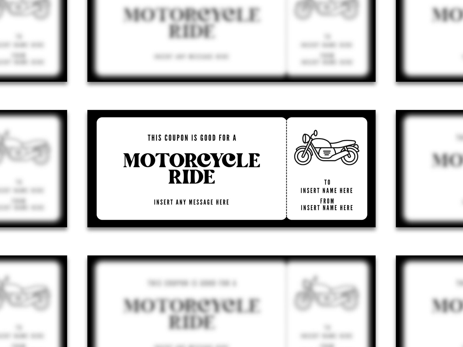 Editable Motorcycle Ride Coupon Template, Custom Motorcycle Drive ...