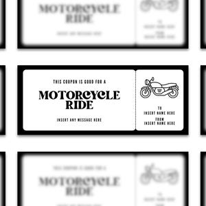 Editable Motorcycle Ride Coupon Template, Custom Motorcycle Drive ...