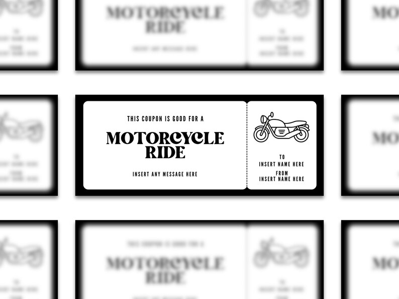 Editable Motorcycle Ride Coupon Template, Custom Motorcycle Drive ...