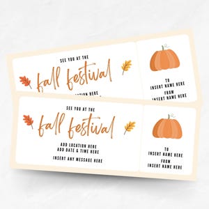 Editable Fall Festival Ticket Template, Custom Harvest Festival Coupon ...
