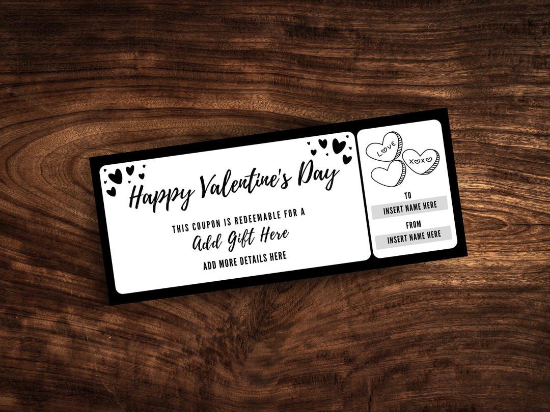 Editable Valentine's Day Gift Certificate Template, Custom Valentine's ...