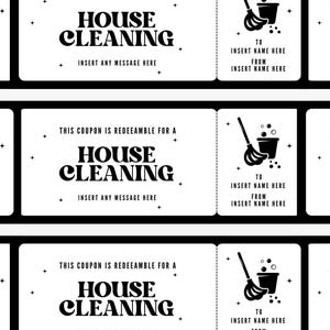 Editable House Cleaning Coupon, Custom Cleaning Service Gift ...