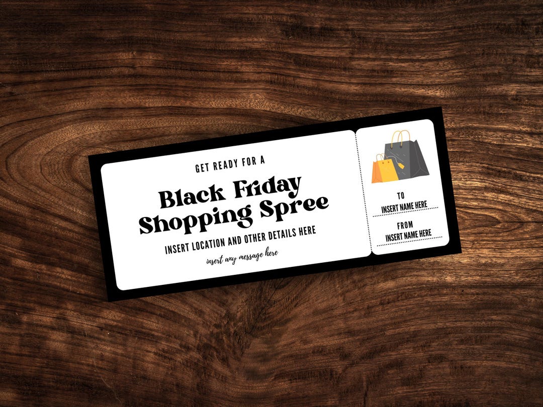 Editable Black Friday Shopping Spree Coupon Template, Custom Black ...
