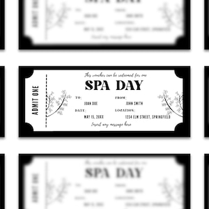 Editable Spa Day Coupon, Printable Spa Ticket Voucher, Custom Spa Day ...