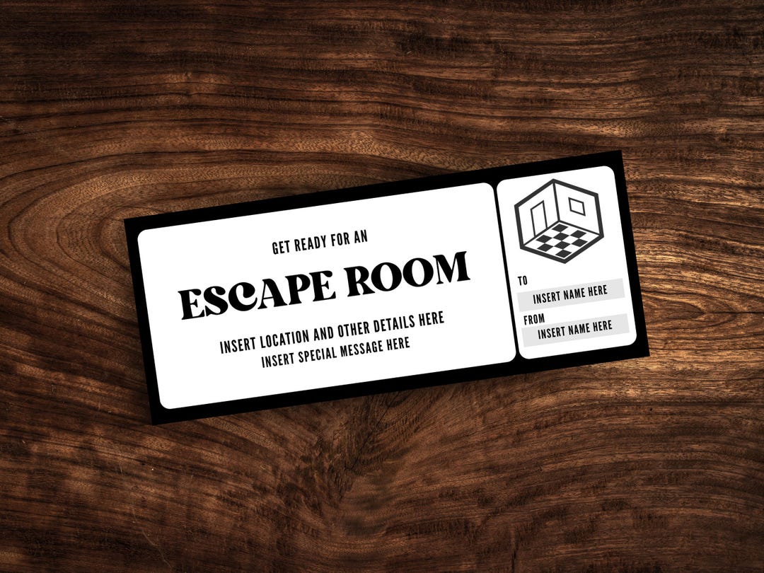 Editable Escape Room Coupon, Custom Mystery Escape Room Ticket Template ...