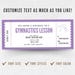 Editable Gymnastics Lesson Coupon, Custom Gymnastics Lessons Ticket ...