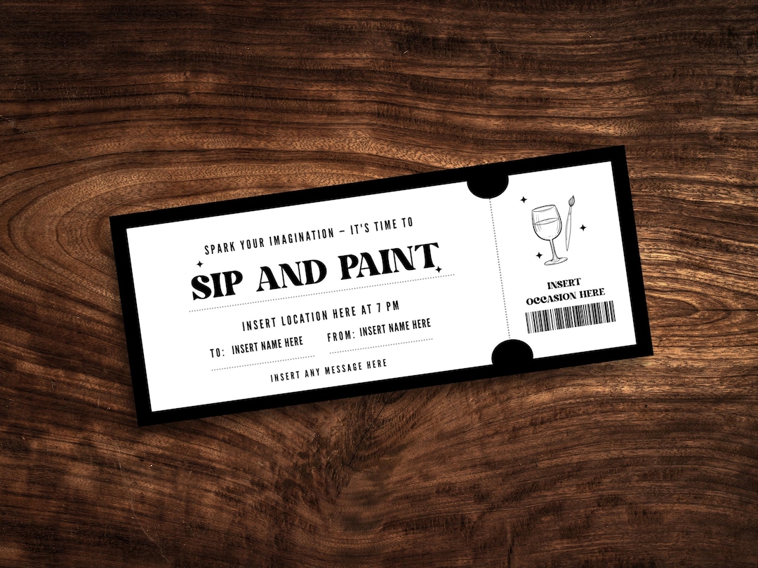 Printable Sip and Paint Party Coupon Template, Editable Wine and Paint ...