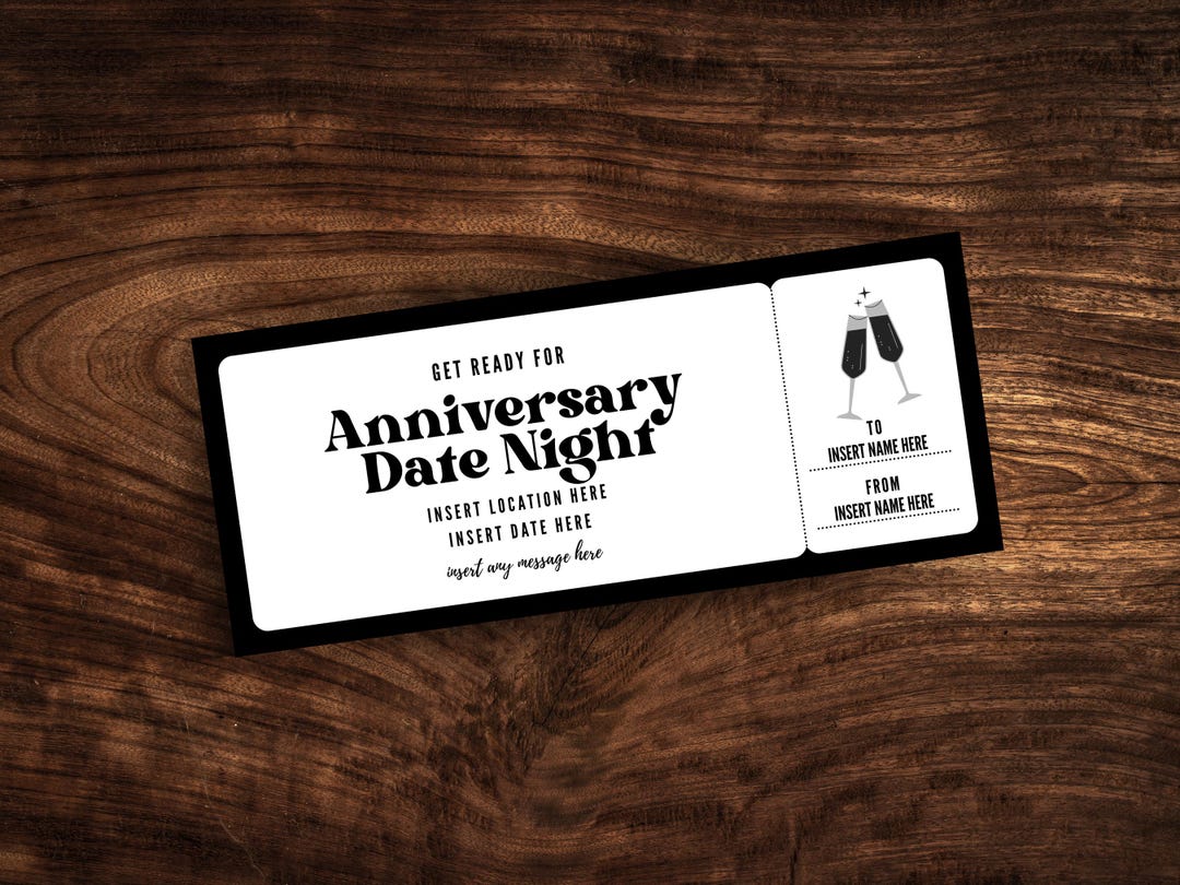 Custom Anniversary Date Night Coupon, Printable Surprise Dinner Date ...