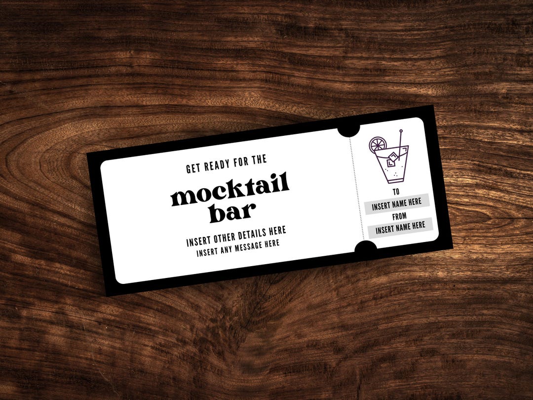Printable Mocktail Night Coupon Template, Editable Mocktail Happy Hour ...