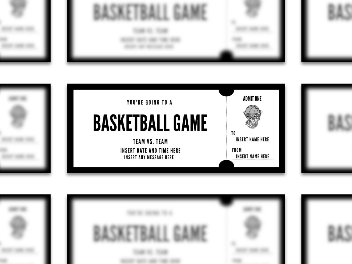 Editable Basketball Game Ticket Template, Printable Basketball Ticket ...