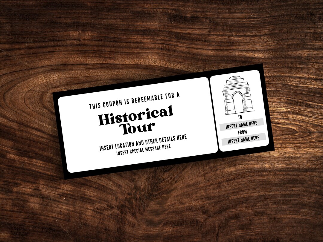Editable Historical Tour Ticket Template, Printable Historical Walking ...