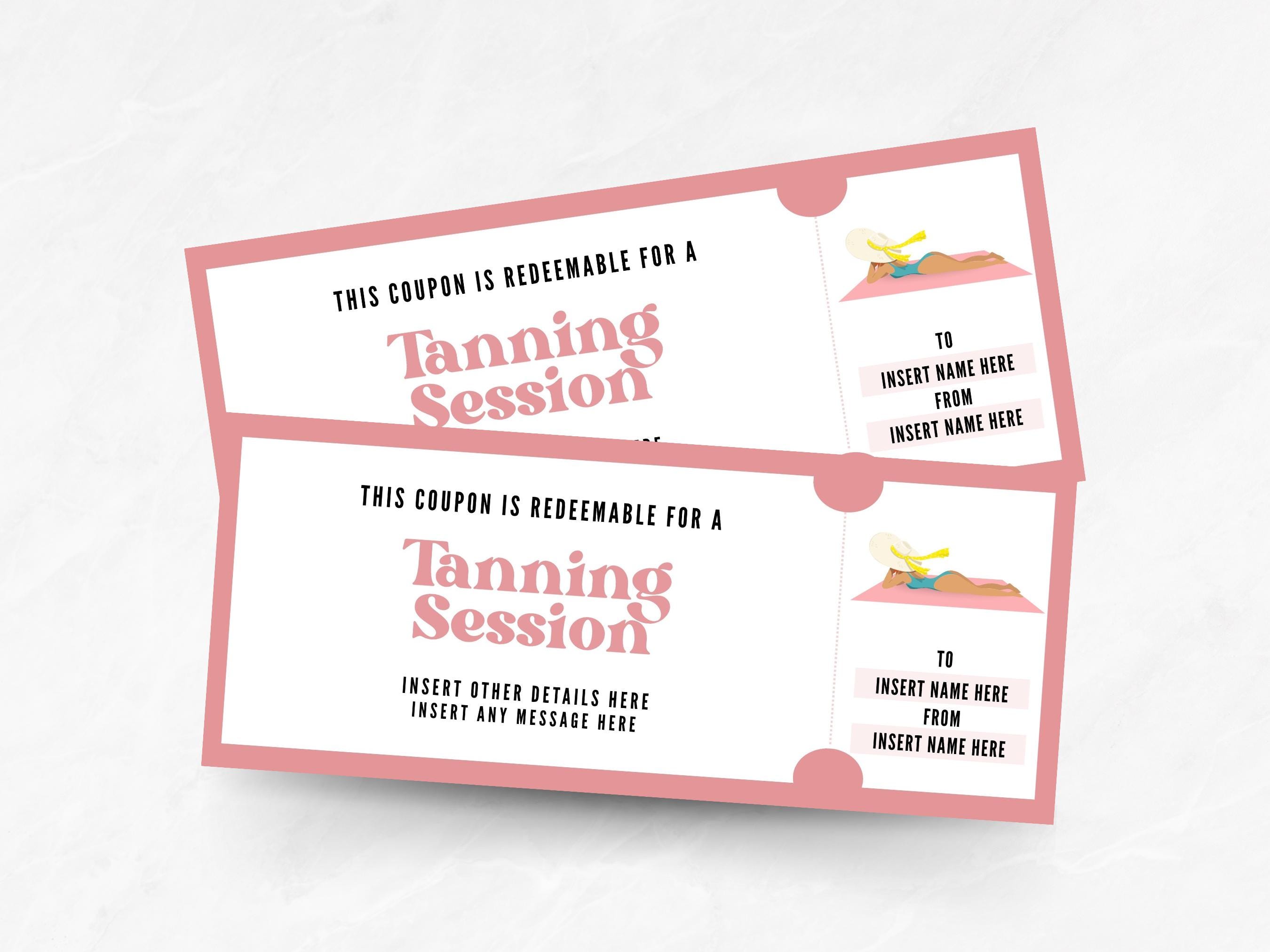 Editable Tanning Session Ticket Template, Printable Sunbathing Coupon ...