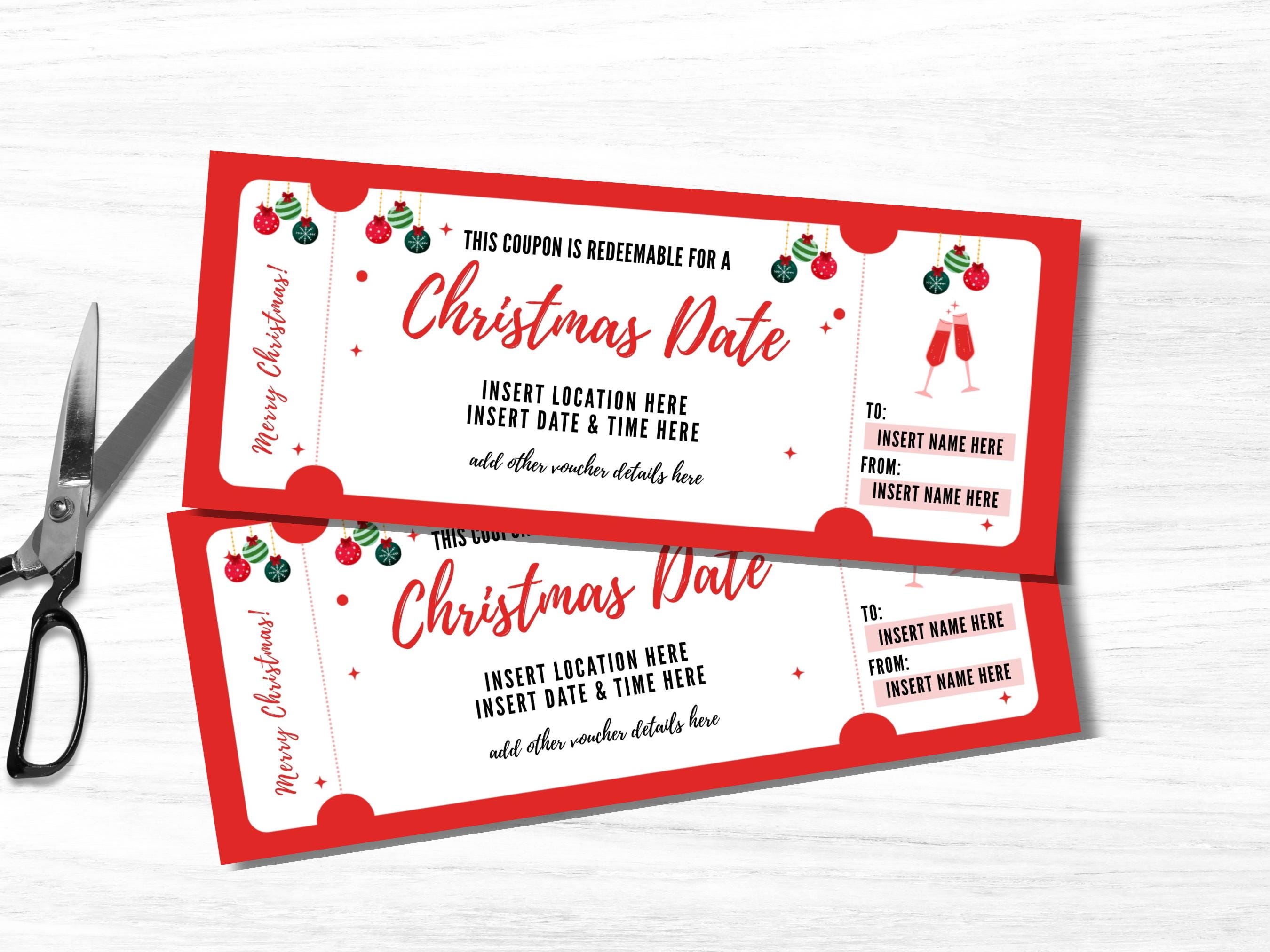 Custom Christmas Dinner Date Night Coupon, Printable Surprise Dinner ...