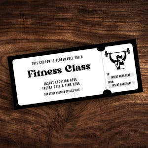 Editable Fitness Class Coupon, Custom Fitness Lesson Ticket Template ...