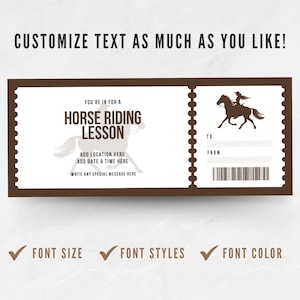 Editable Horse Riding Lesson Coupon Template, Printable Horseback ...