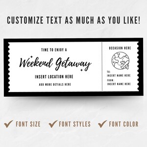 Editable Weekend Getaway Coupon Template, Custom Surprise Hotel ...