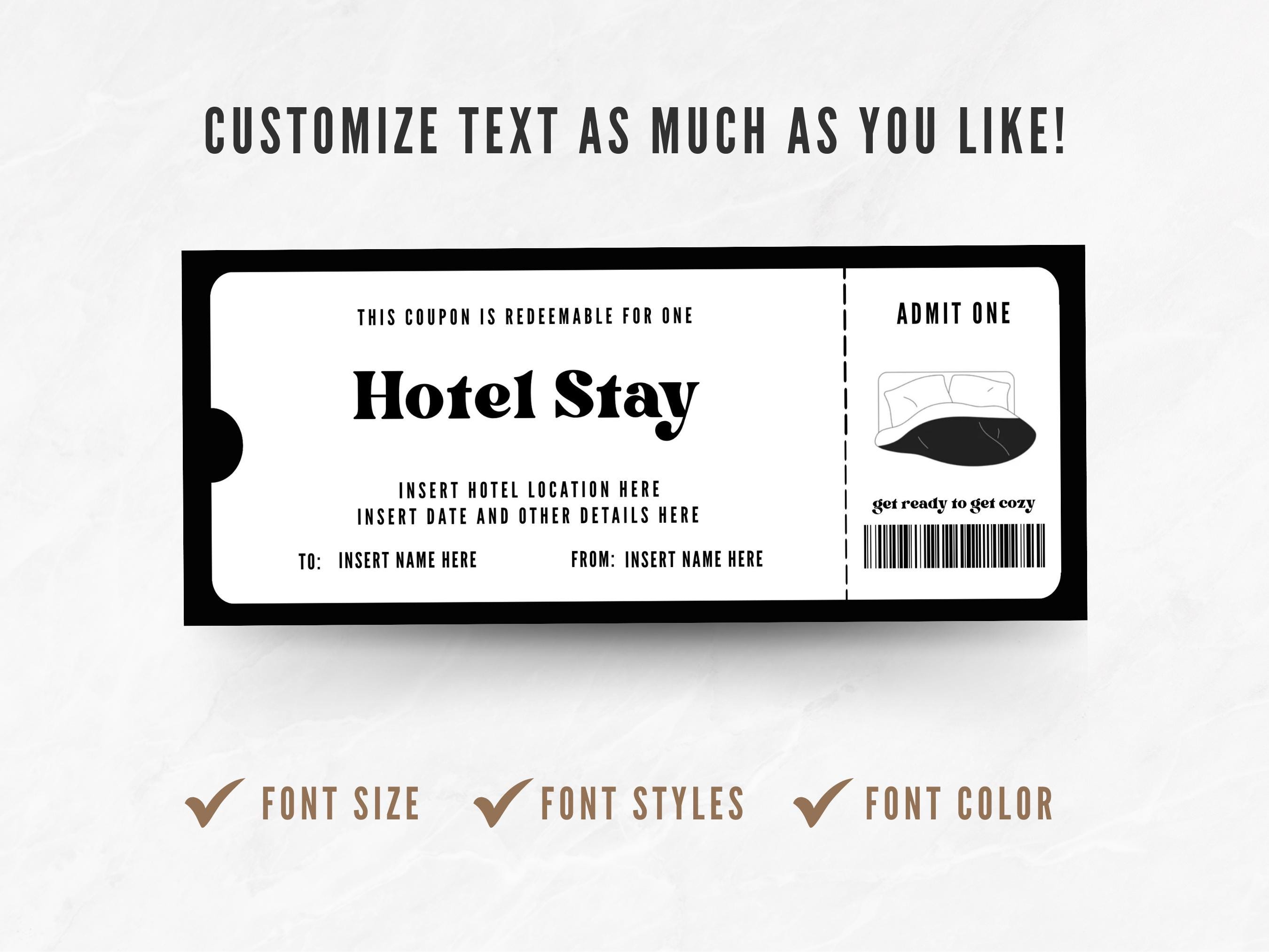 Editable Hotel Stay Coupon Template, Custom Surprise Hotel Gift Voucher ...