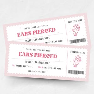 Editable Ear Piercing Coupon Template, Custom Ears Pierced Gift ...
