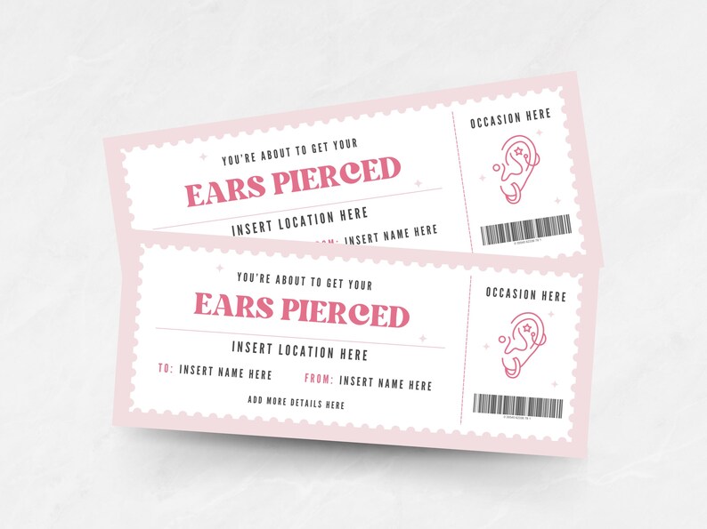 Editable Ear Piercing Coupon Template, Custom Ears Pierced Gift ...