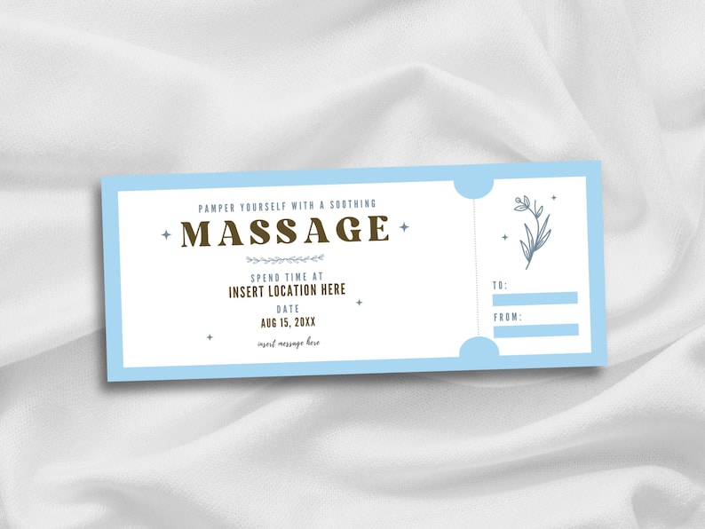 Editable Massage Gift Certificate Template, Printable Massage Coupon ...