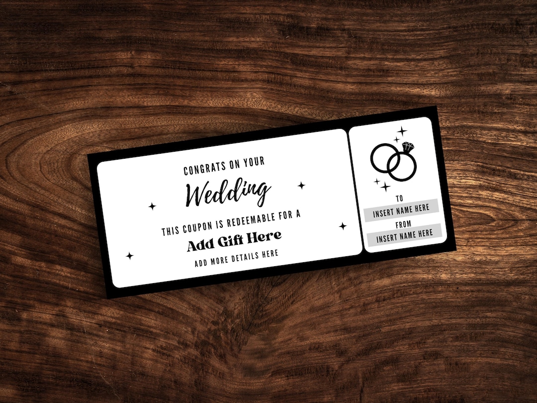 Editable Wedding Gift Certificate Template, Custom Wedding Gift Coupon ...